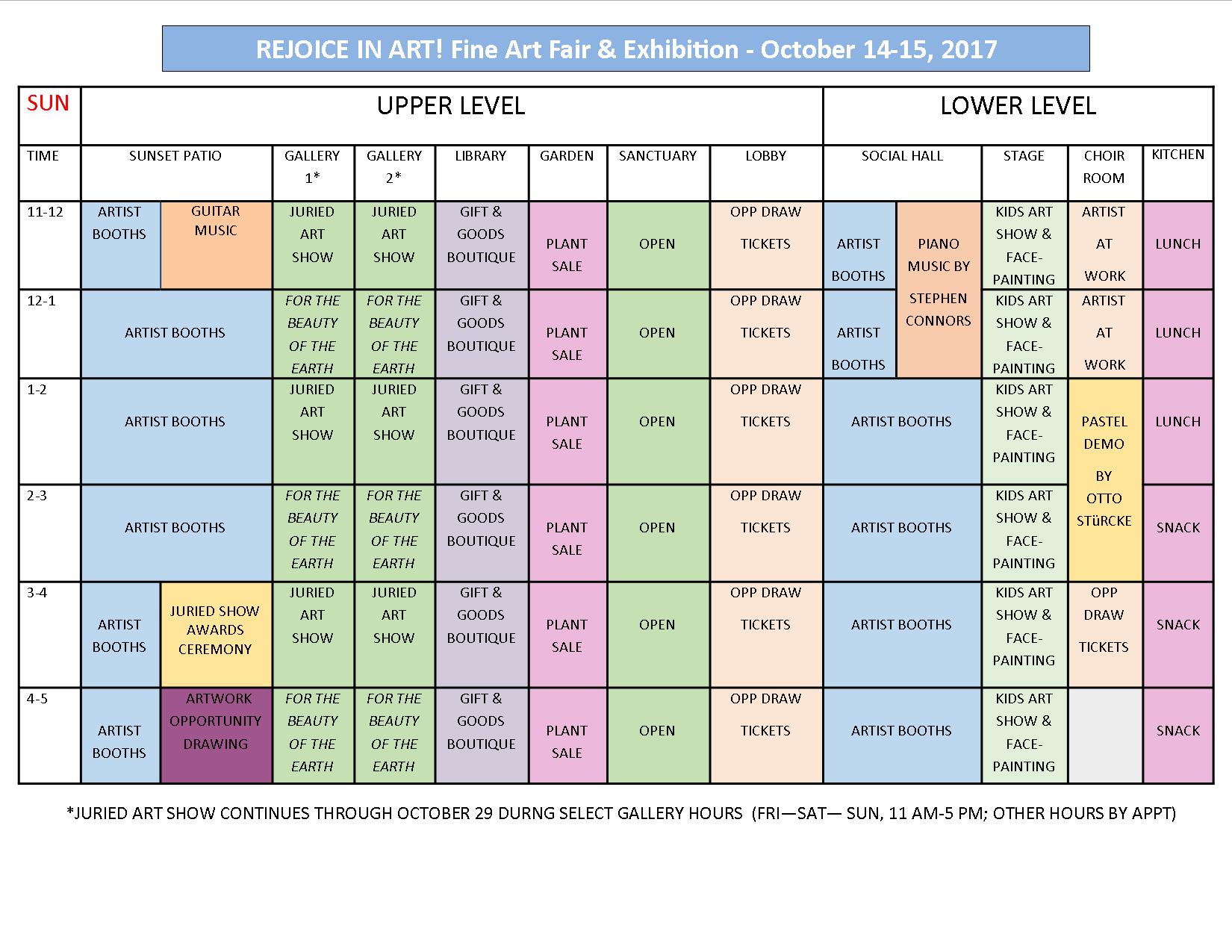 Schedule of Events | Rejoice in Art!
